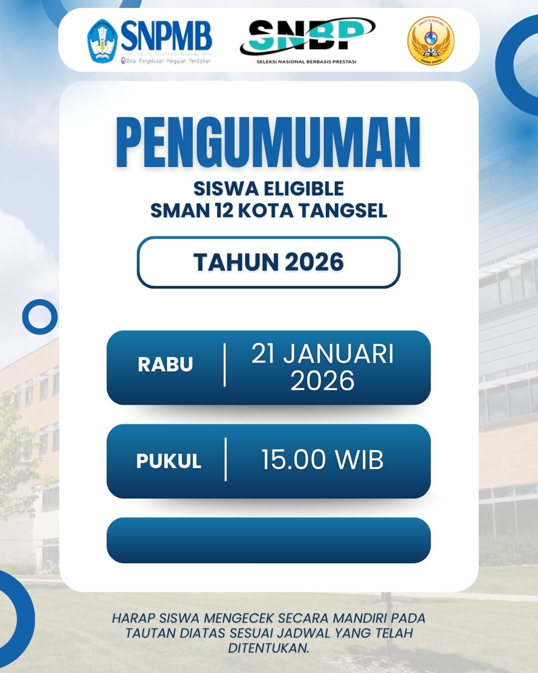Pengumuman Siswa Eligible SNBP 2026 - SMAN 12 KOTA TANGERANG SELATAN